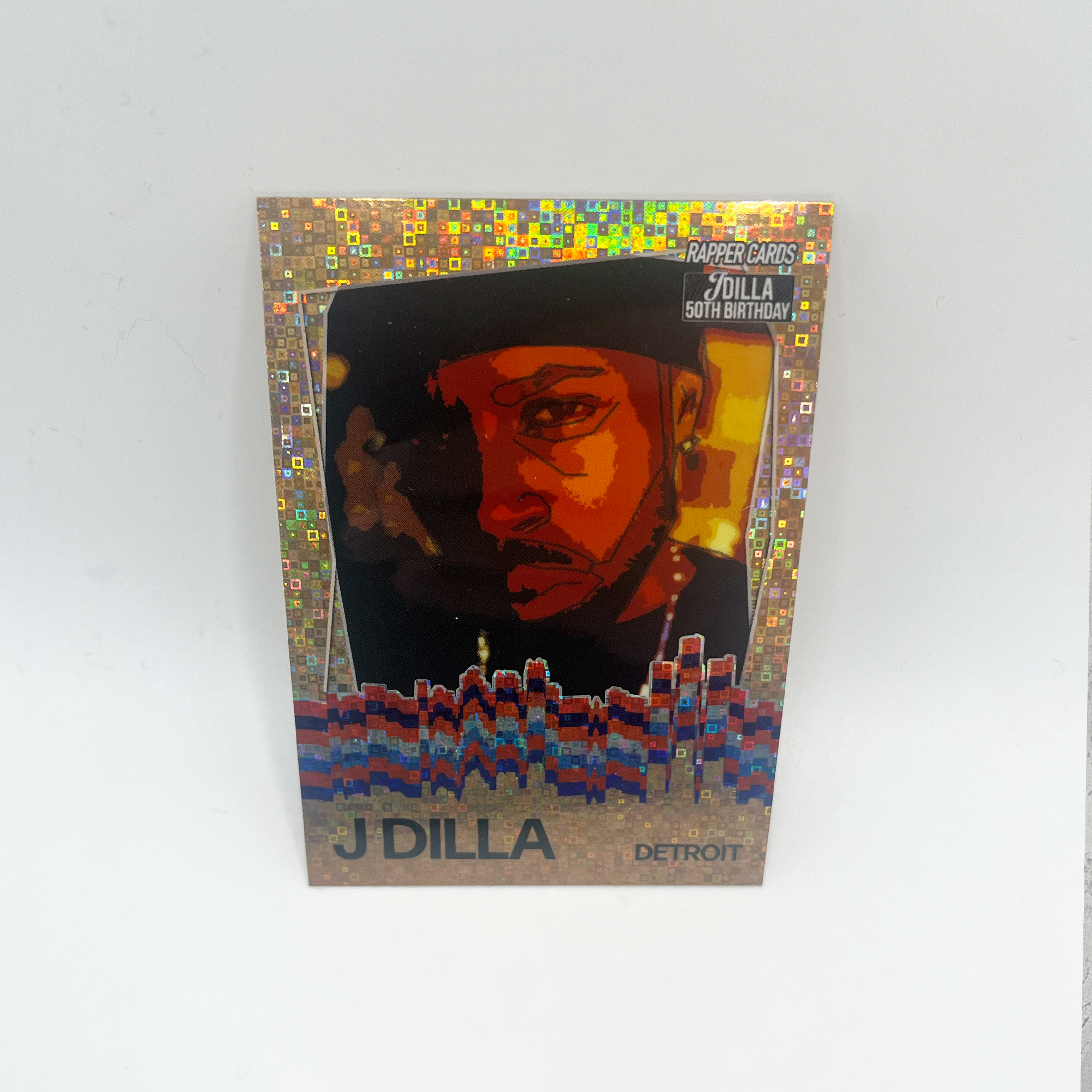 J Dilla 50th Birthday "Skyline" Foilboard Rapper Card /100 – Rapper Cards
